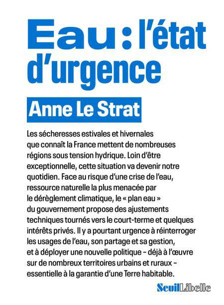 Eau : l'état d'urgence (ebook) | Anne Le Strat | Histoire & Politique ...