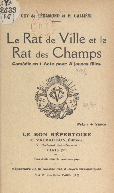 Le rat de ville et le rat des champs (ebook) | Guy de Téramond, H ...