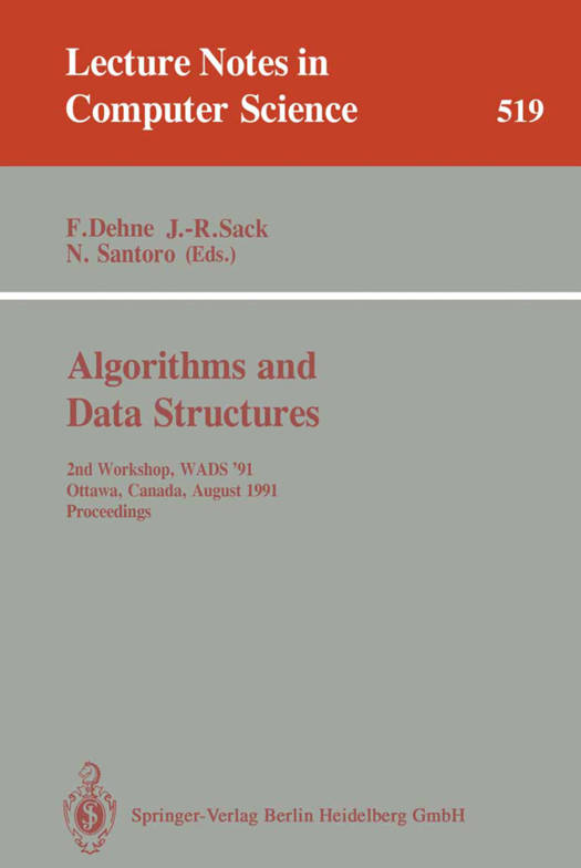 Algorithms and Data Structures | | Algorithmes | 9783540543435 | Librairie Club