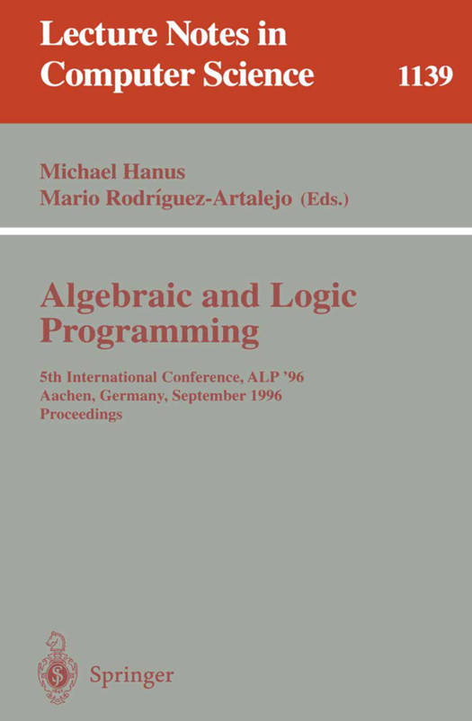 Algebraic and Logic Programming | | Programmation | 9783540617358 | Librairie Club